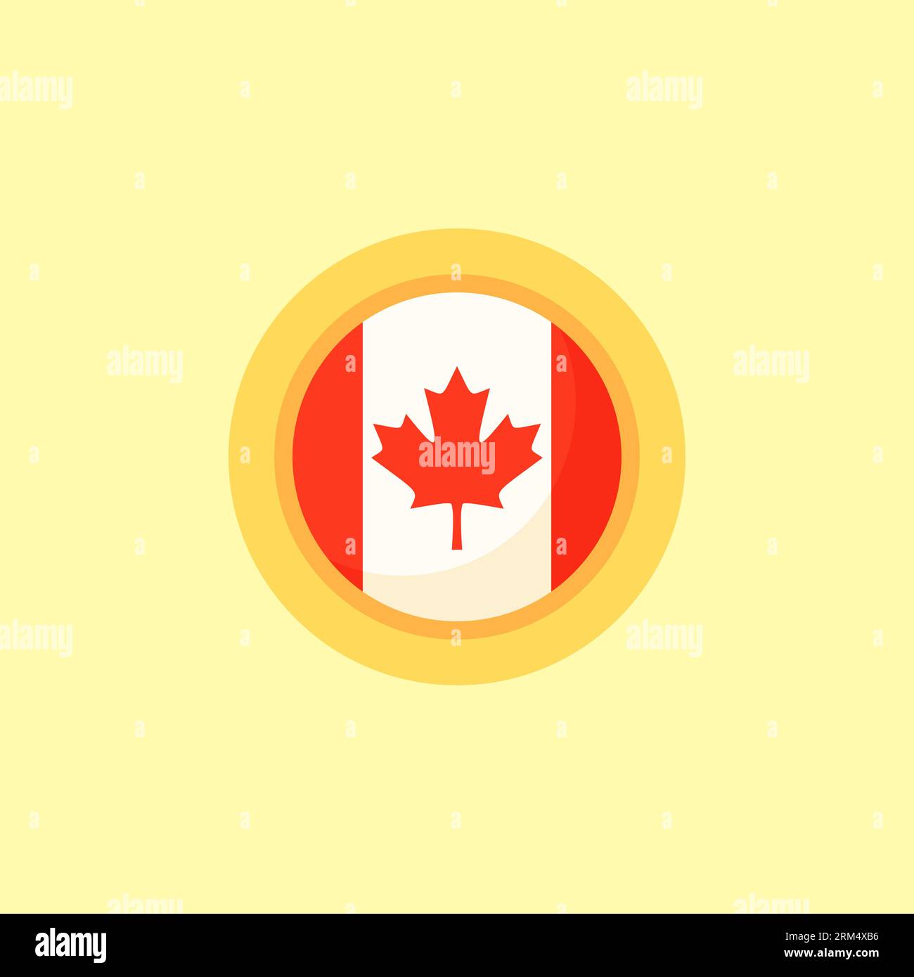 Flag of Canada with round frame. Flat design style Stock Vector Image ...