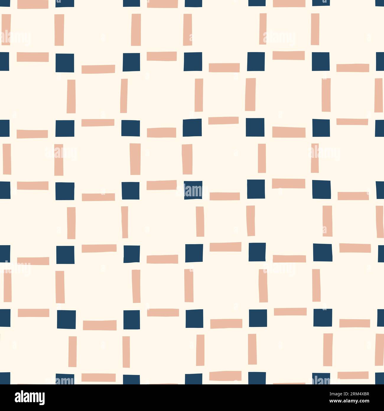 Hand Drawn Retro Geometric Checks Vector Seamless Pattern Stock Vector
