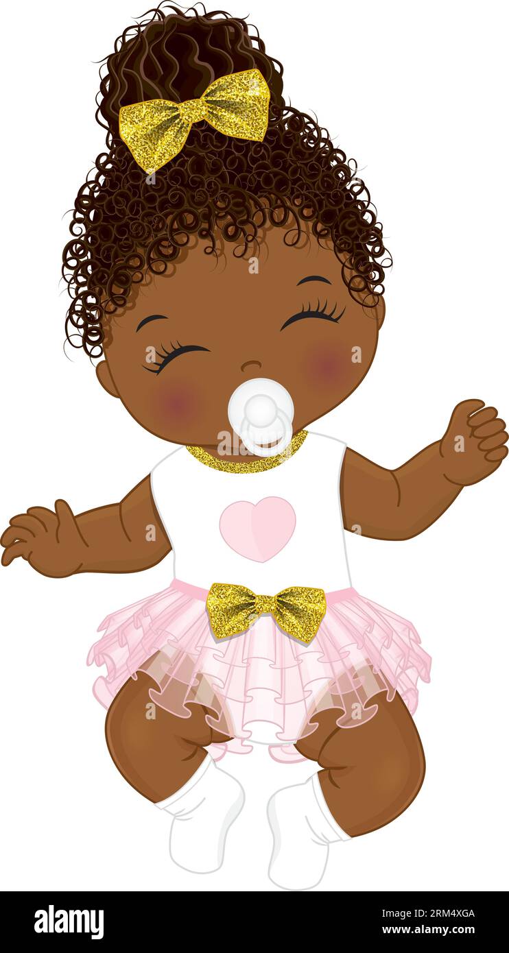 Vector Cute Little African American Baby Girl Stock Vector Image & Art ...