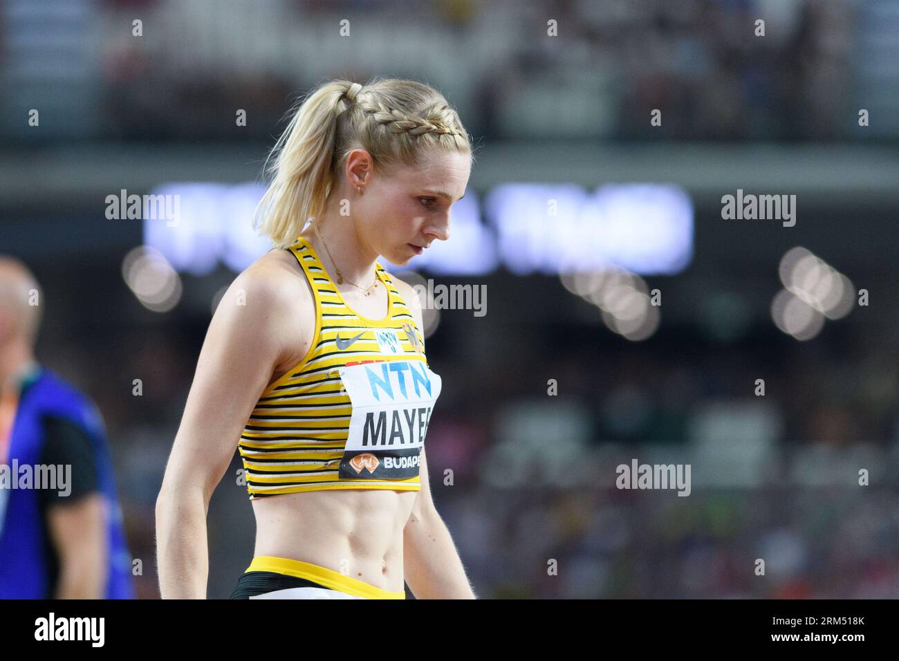 Sina Mayer (Germany) before the 4x100 metres relay final during the ...