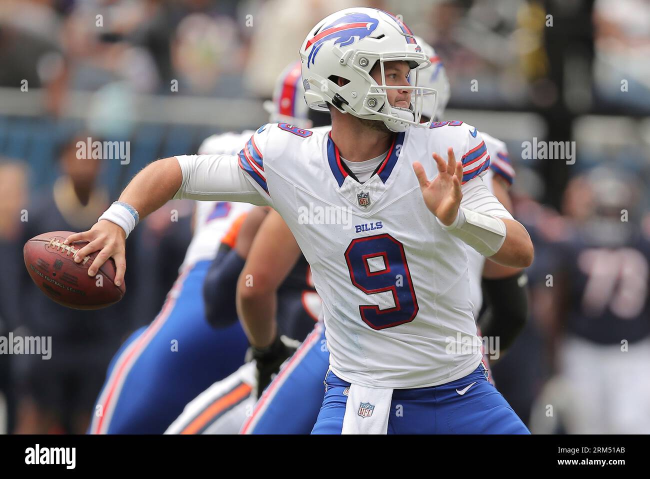 Buffalo Bills quarterback Kyle Allen (9) looks to pass the ball during ...