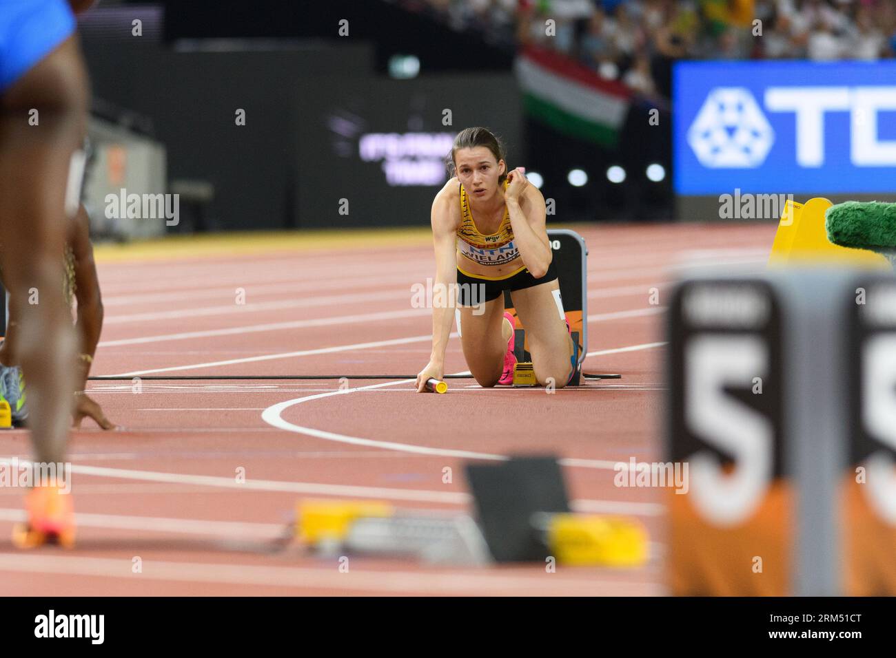 Louise Wieland (Germany) before the 4x100 metres relay final during the ...
