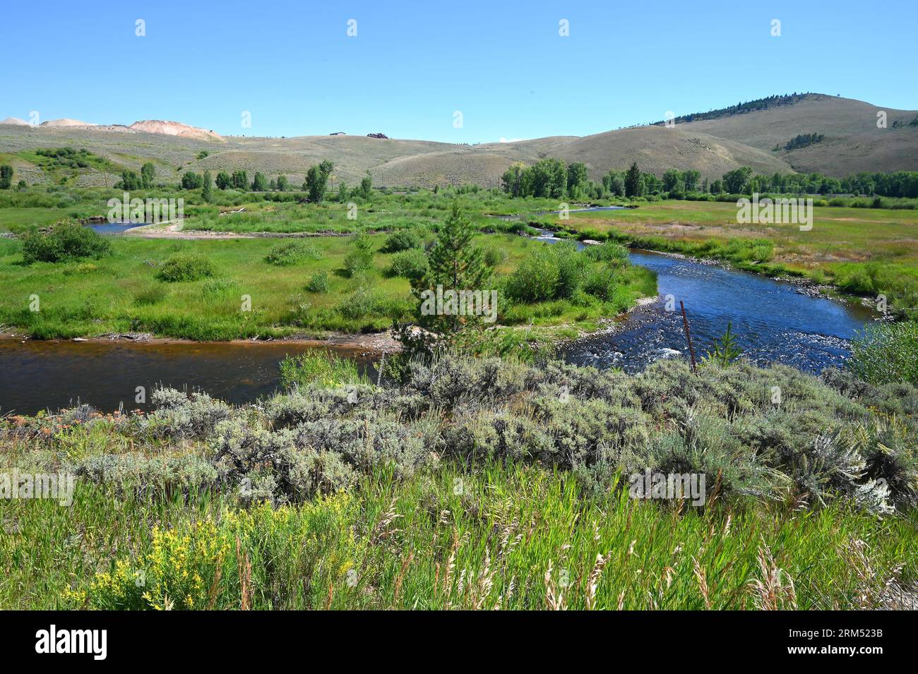 The beautiful Fraser River twists and turns though the Fraser Valley in ...