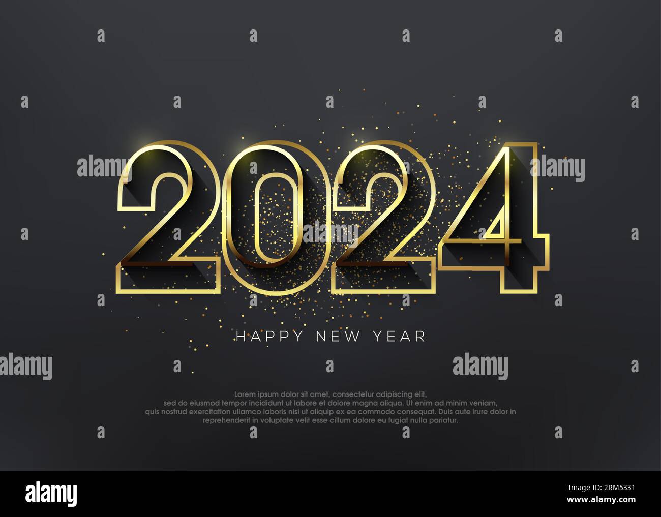 The gold number shines brightly. happy new year 2024 greeting Stock ...