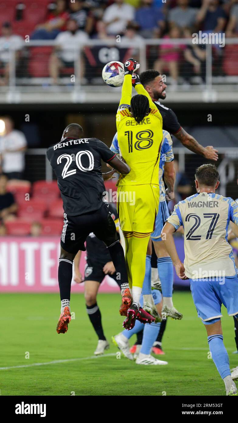 August 26, 2023: Philadelphia Union Goalkeeper #18 Andre Blake punches ...