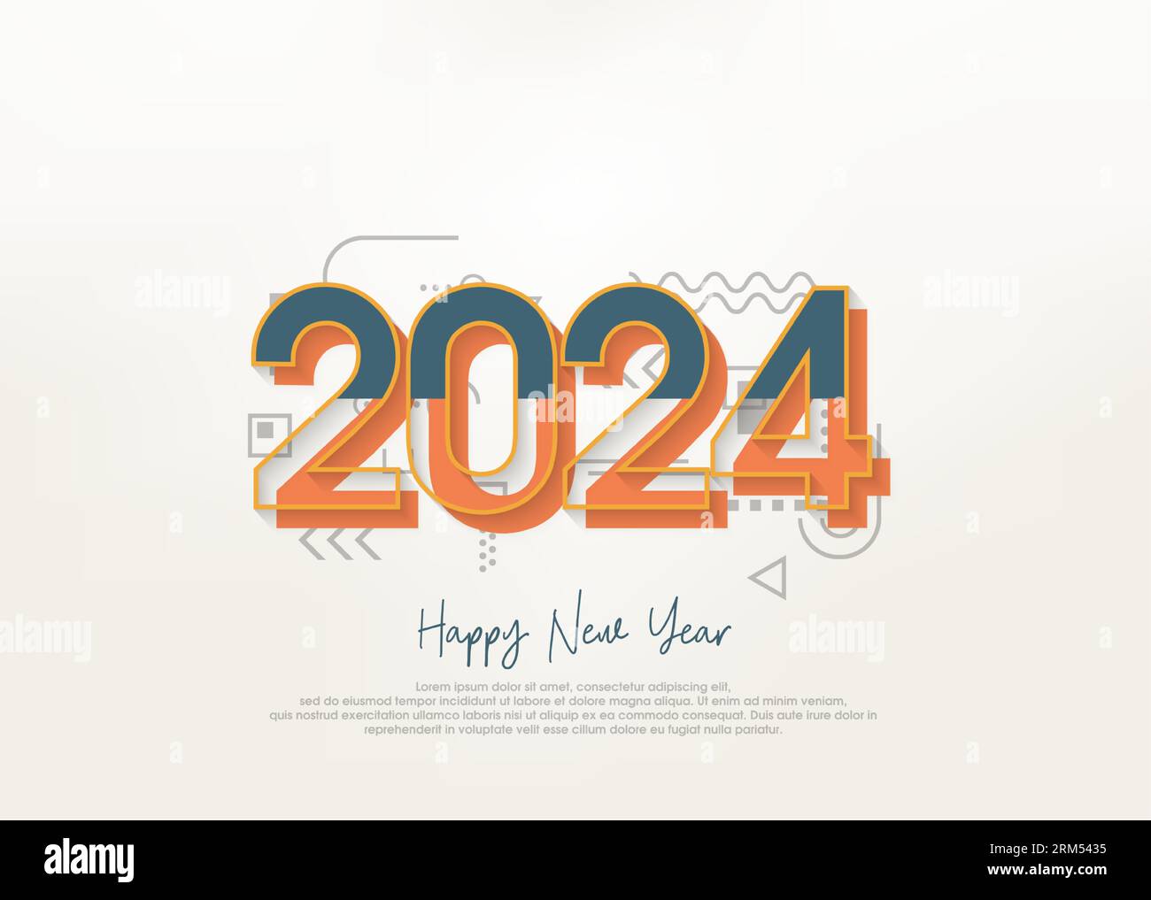 Simple design happy new year 2024 with scattered gold ribbon Stock ...