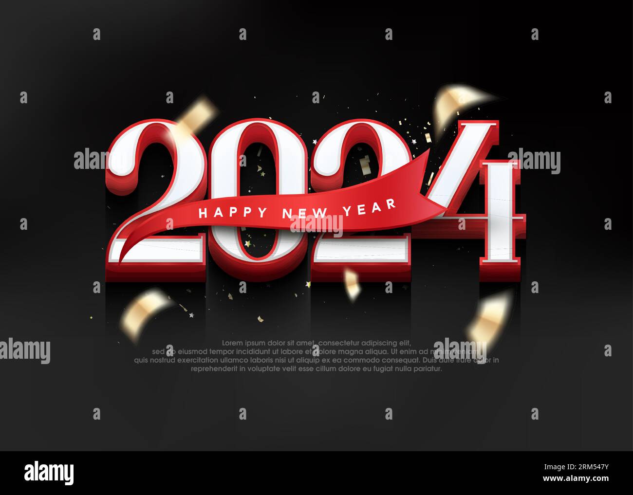Happy new year 2024 3d , new year greeting with 3d numbers and fancy ...