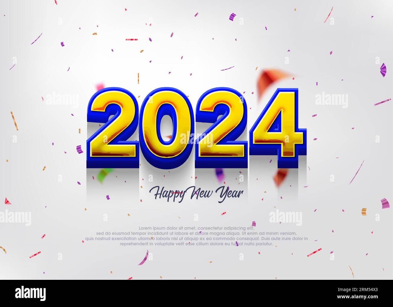 Happy new year 2024 number 3d in blue and yellow Stock Vector Image ...