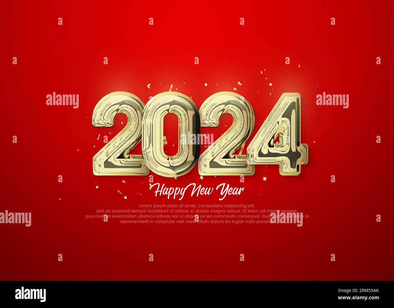 Golden new year 2024 on a strong red background Stock Vector Image ...