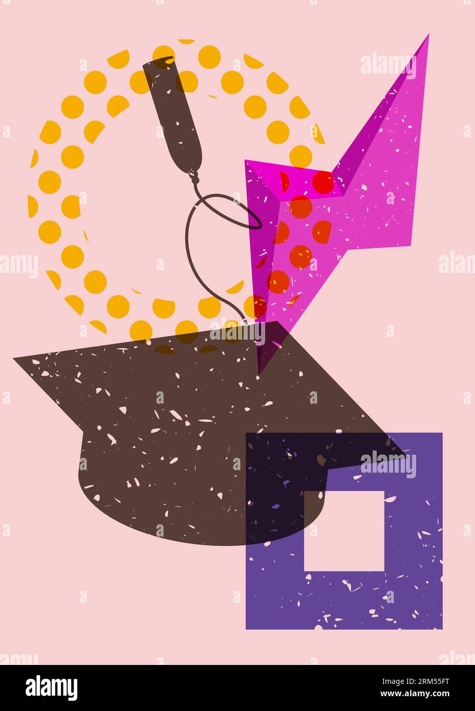 Graduation cap with colorful geometric shapes. Education concept in ...