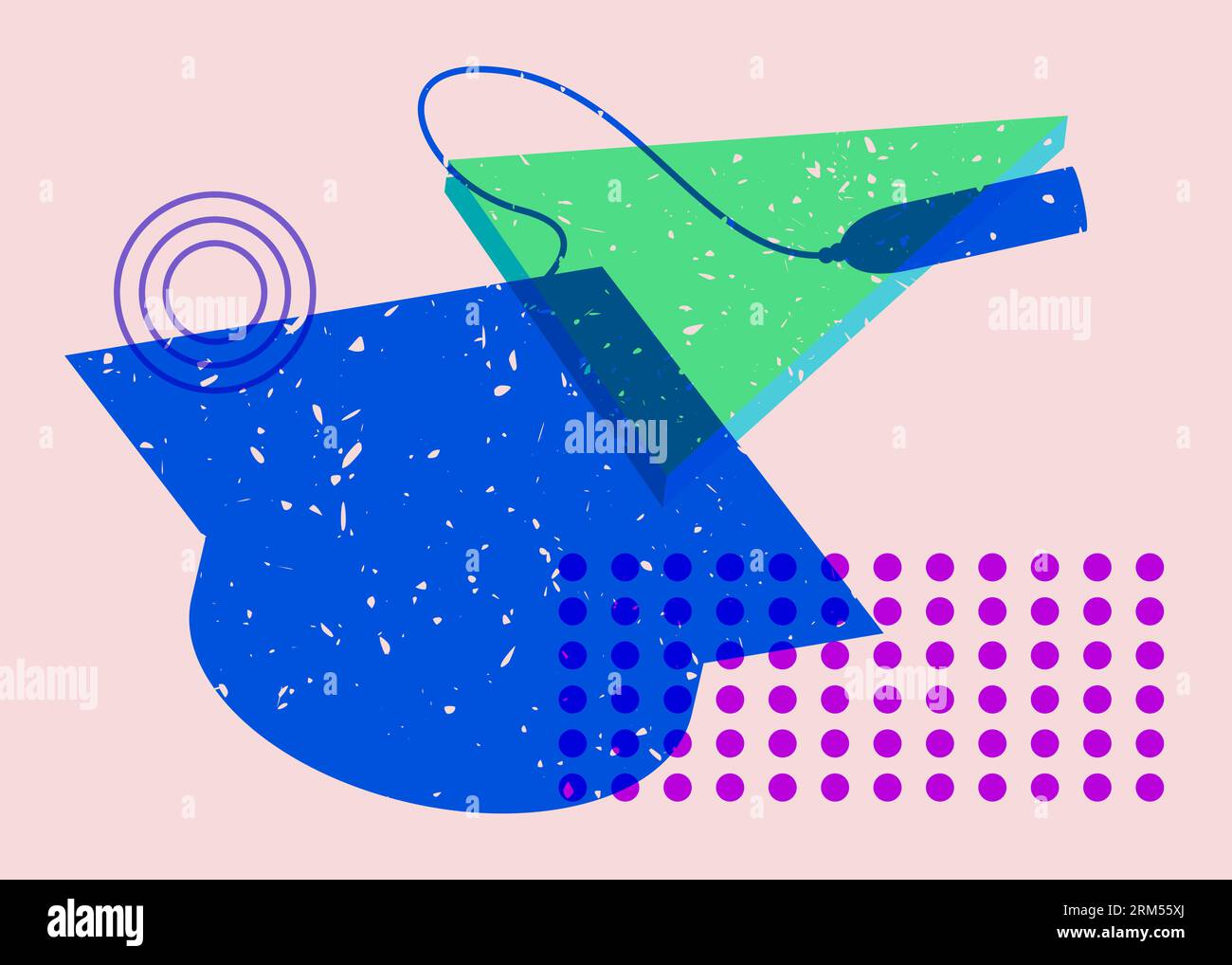 Graduation cap with colorful geometric shapes. Education concept in ...