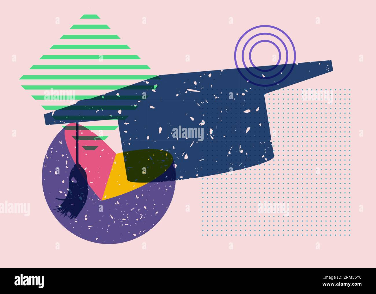 Graduation cap with colorful geometric shapes. Education concept in ...