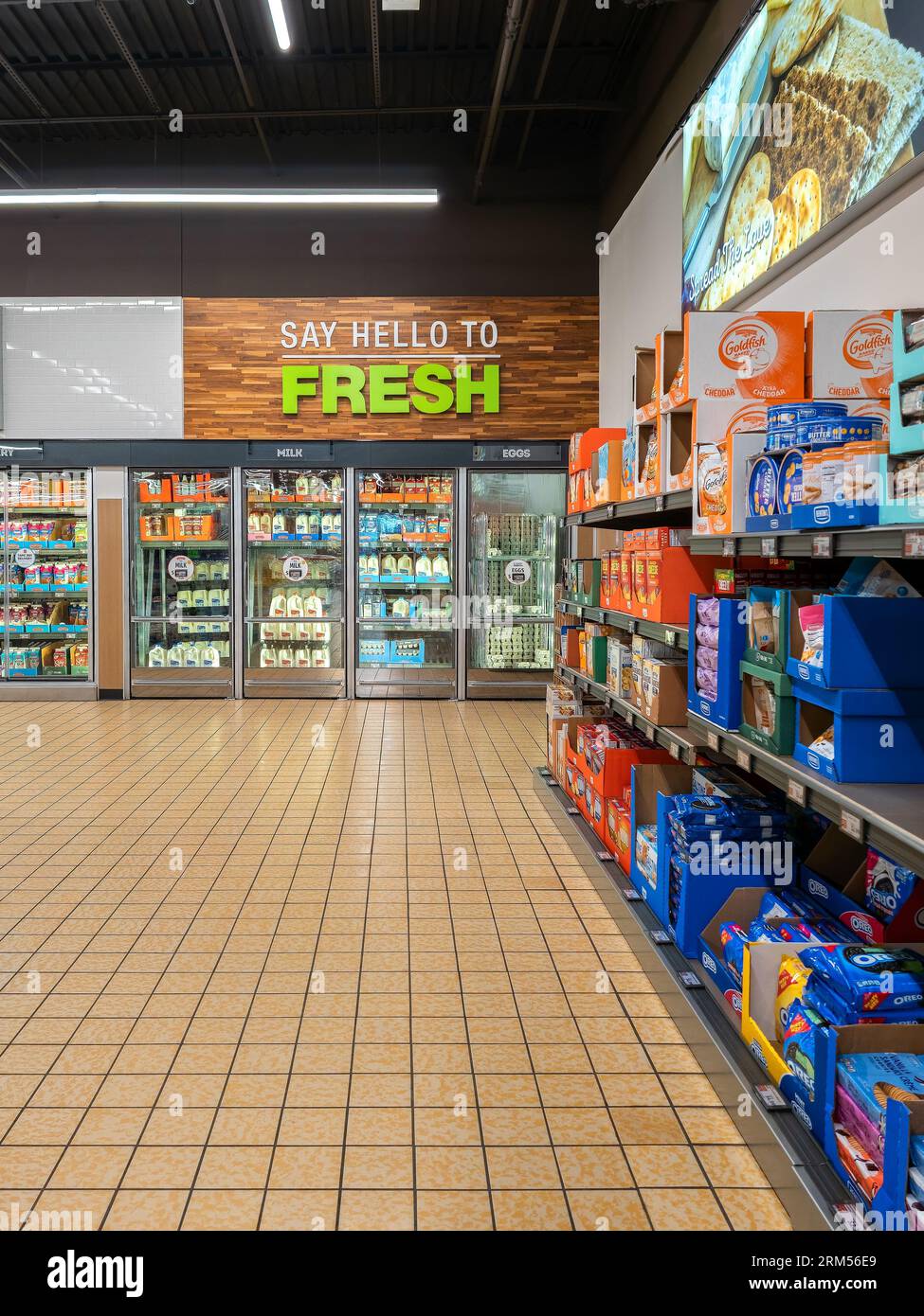 Yorkville, New York - Aug 26, 2023: Wide Portrait View of Dairy Section ...