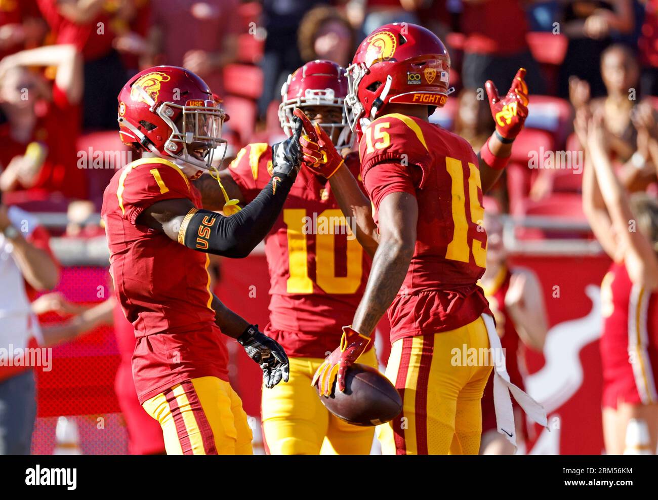 August 26, 2023 USC Trojans wide receiver Dorian Singer #15 celebrates ...