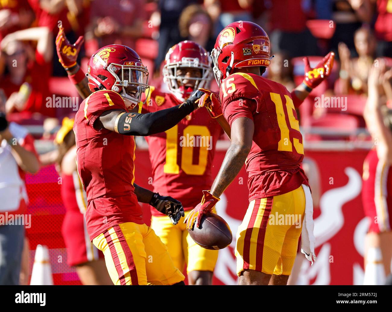 August 26, 2023 USC Trojans wide receiver Dorian Singer #15 celebrates ...