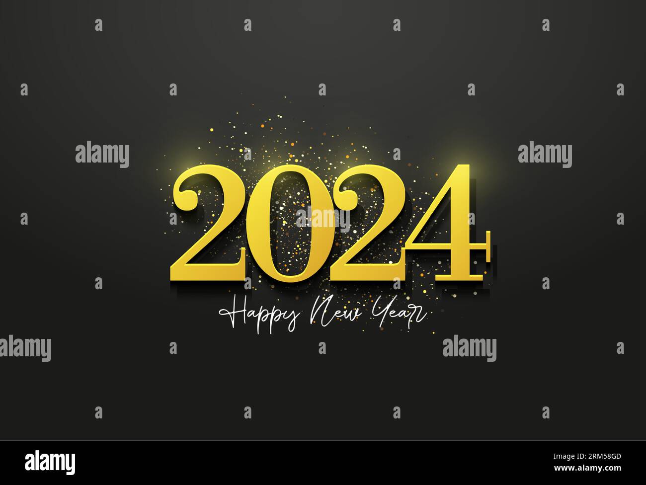 2024 new year with yellow classic numbers. design premium vector Stock ...