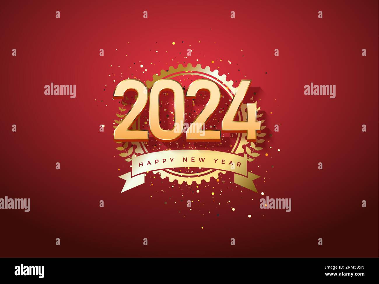 flat gold paper frame background for 2024 new year celebration banner ...