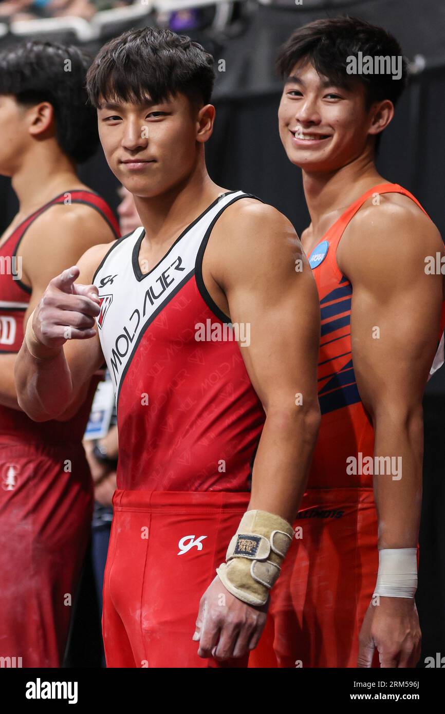 August 26, 2023: Yul Moldauer and Even Manivong during their Pommel Horse rotation at the Men's ...
