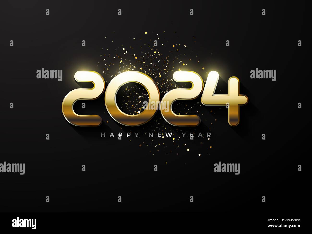 classic and cute golden number for 2024 new year celebration. design ...