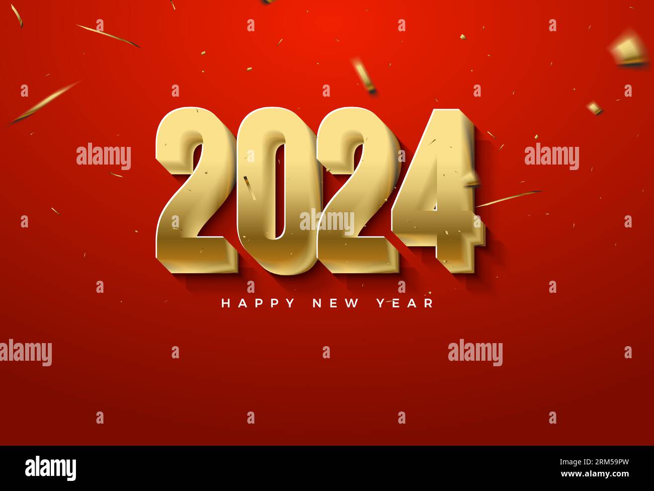 2024 new year celebration with luxurious and realistic golden 3d ...