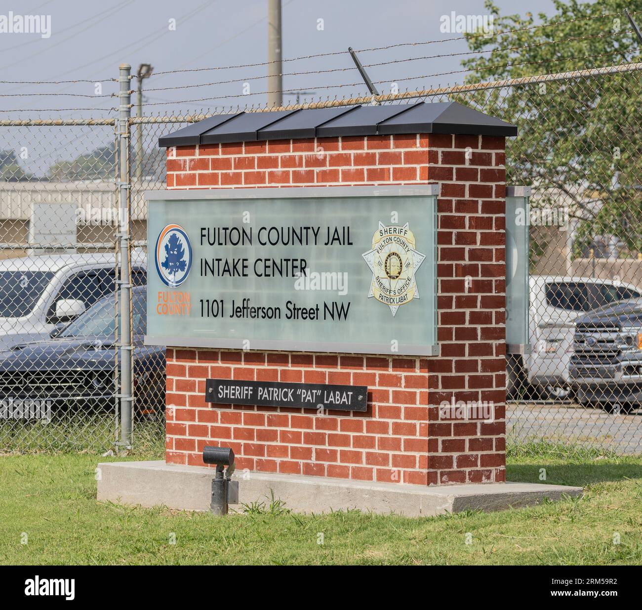 ATLANTA, Ga. — August 24, 2023: A sign identifies the intake center at ...
