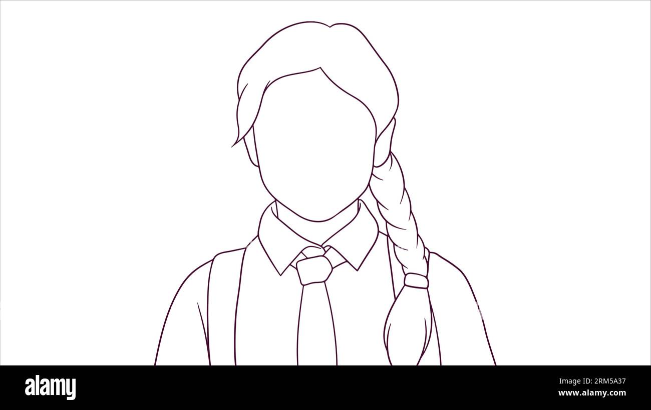 Happy Young Student Wearing Uniform, hand drawn style vector ...