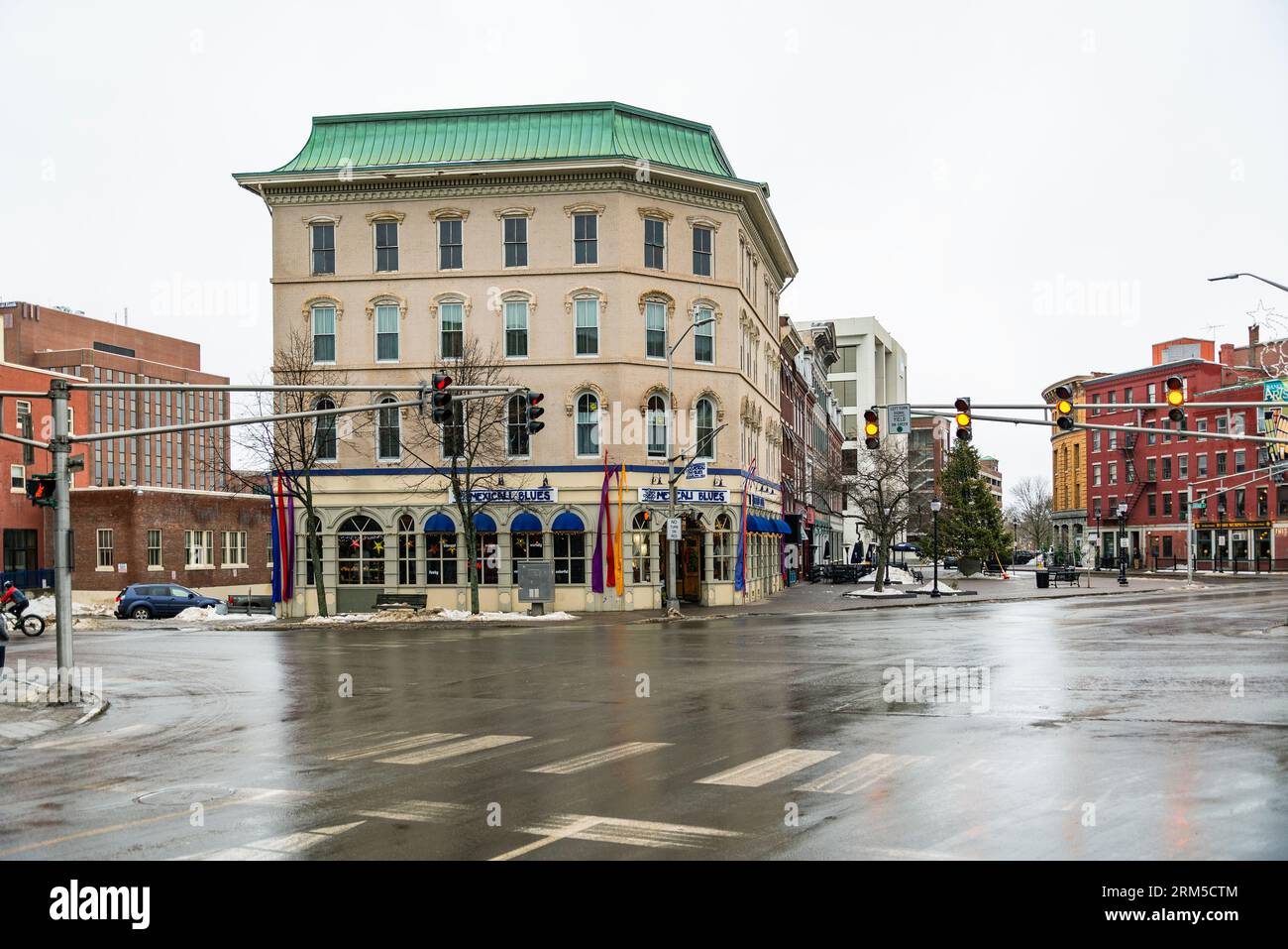 Bangor, ME - USA - January 10, 2016: Tview of the Main Street. example ...