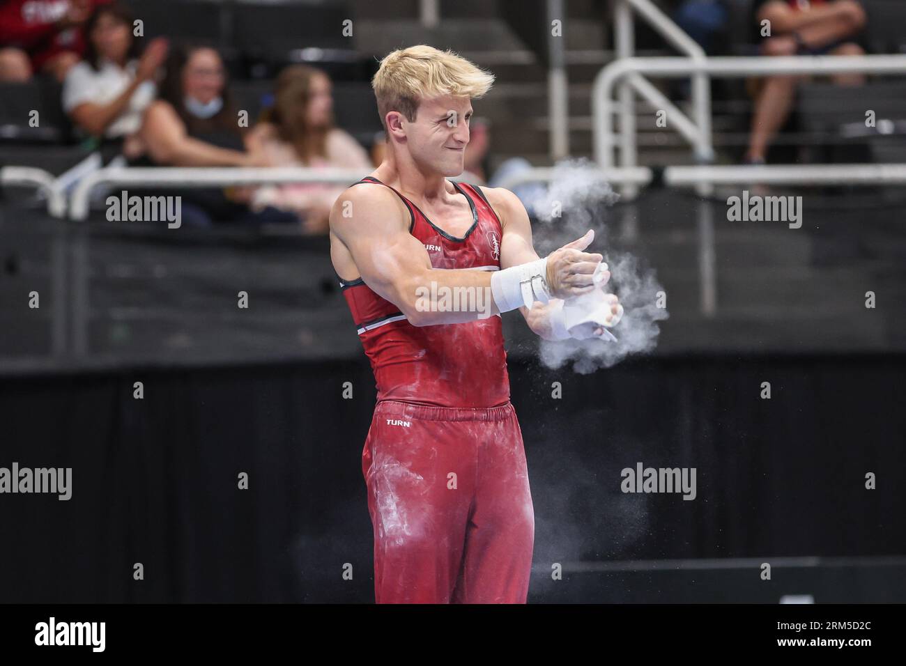 August 26, 2023: Colt Walker of STanford celebrates after dismounting ...
