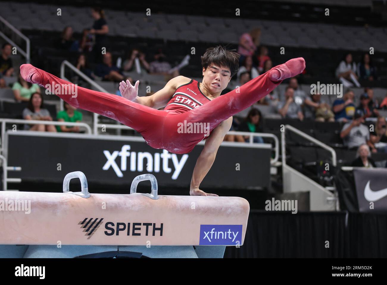 August 26, 2023: Asher Hong of Stanford competes on the Pommel Horse ...