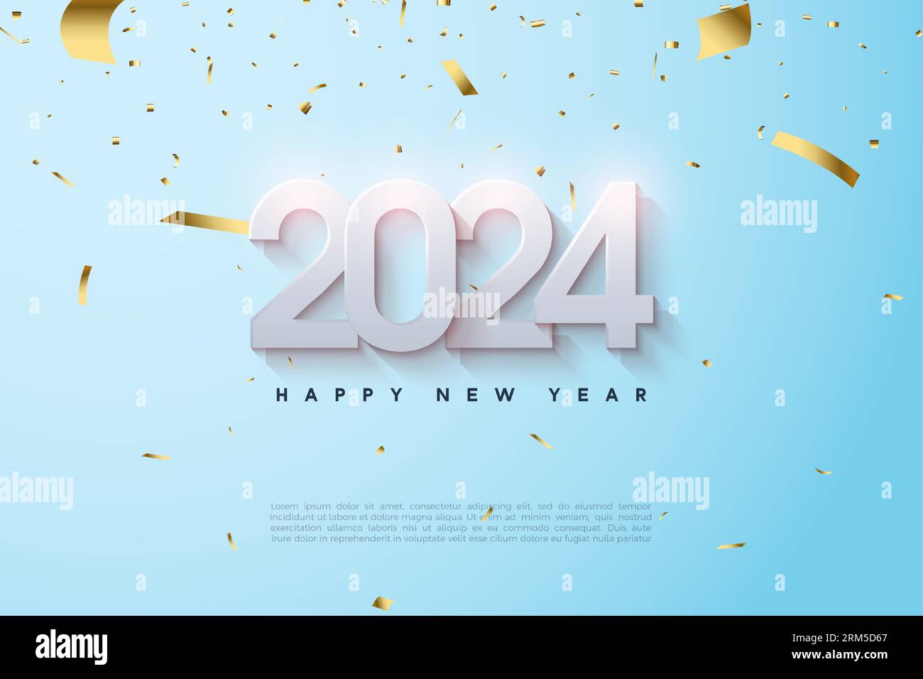 2024 new year celebration with golden paper rain illustration. design ...