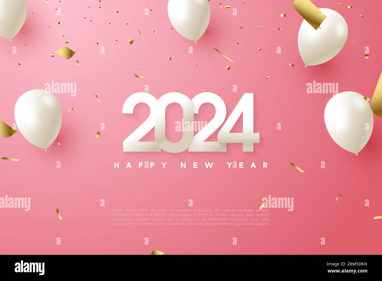 2024 new year celebration with realistic celebration balloon ...