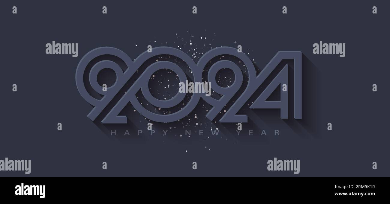 Thick line happy new year number 2024. Premium for posters, banners ...