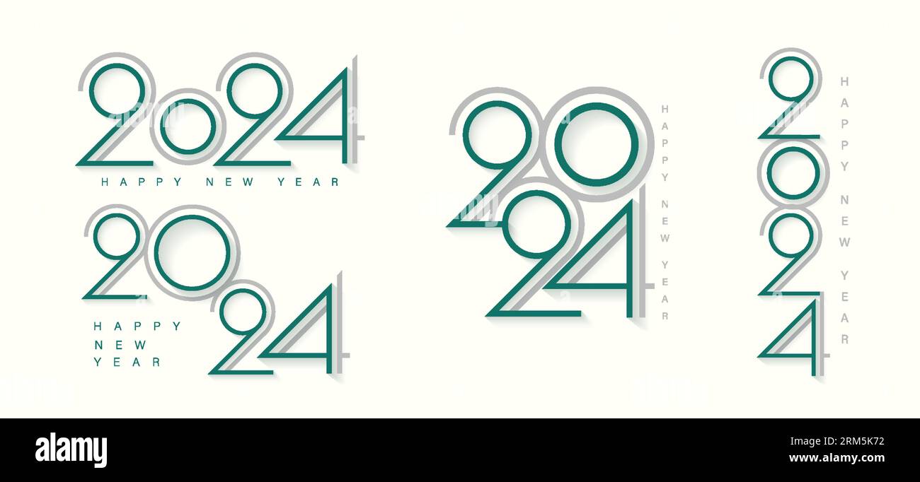 Line art design 2024 with numbers 2024. Happy new year celebration for ...