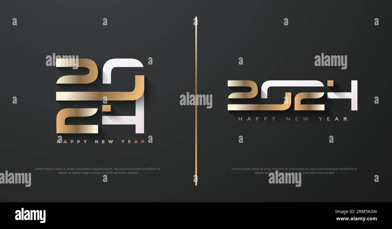 Simple modern happy new year 2024 design. With a combination of gold ...