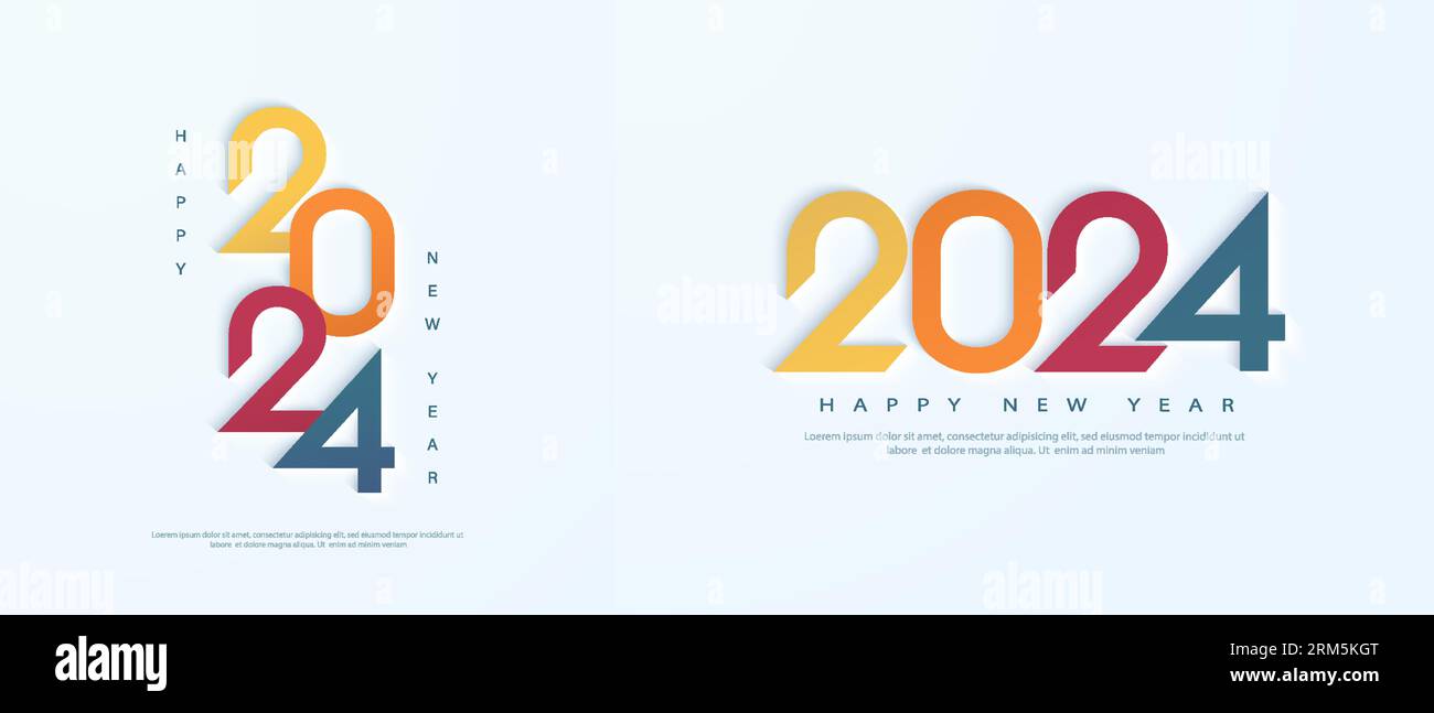2024 design for banner, poster and greeting. Vector design with colorful numbers. Premium vector ...