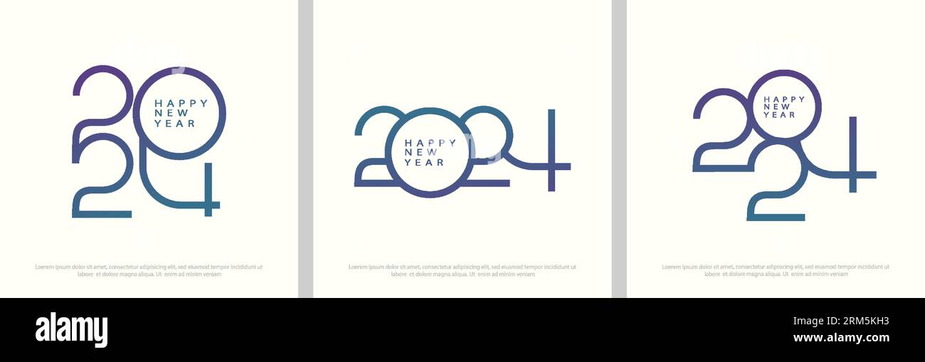 Happy new year 2024 with blue thin numbers on white background. Premium ...