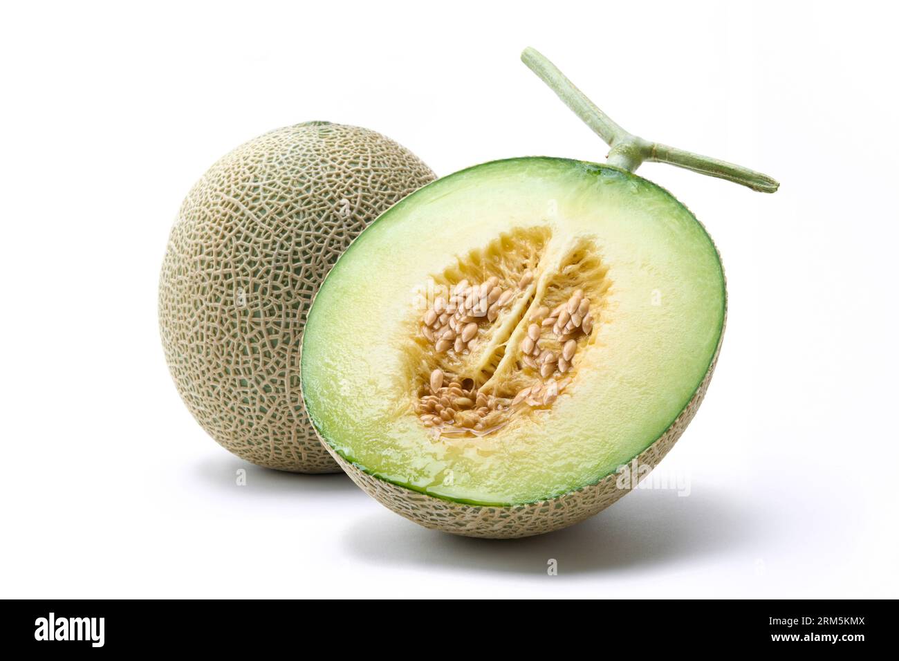 Earl's melon cut for presentation, photographed against a white ...
