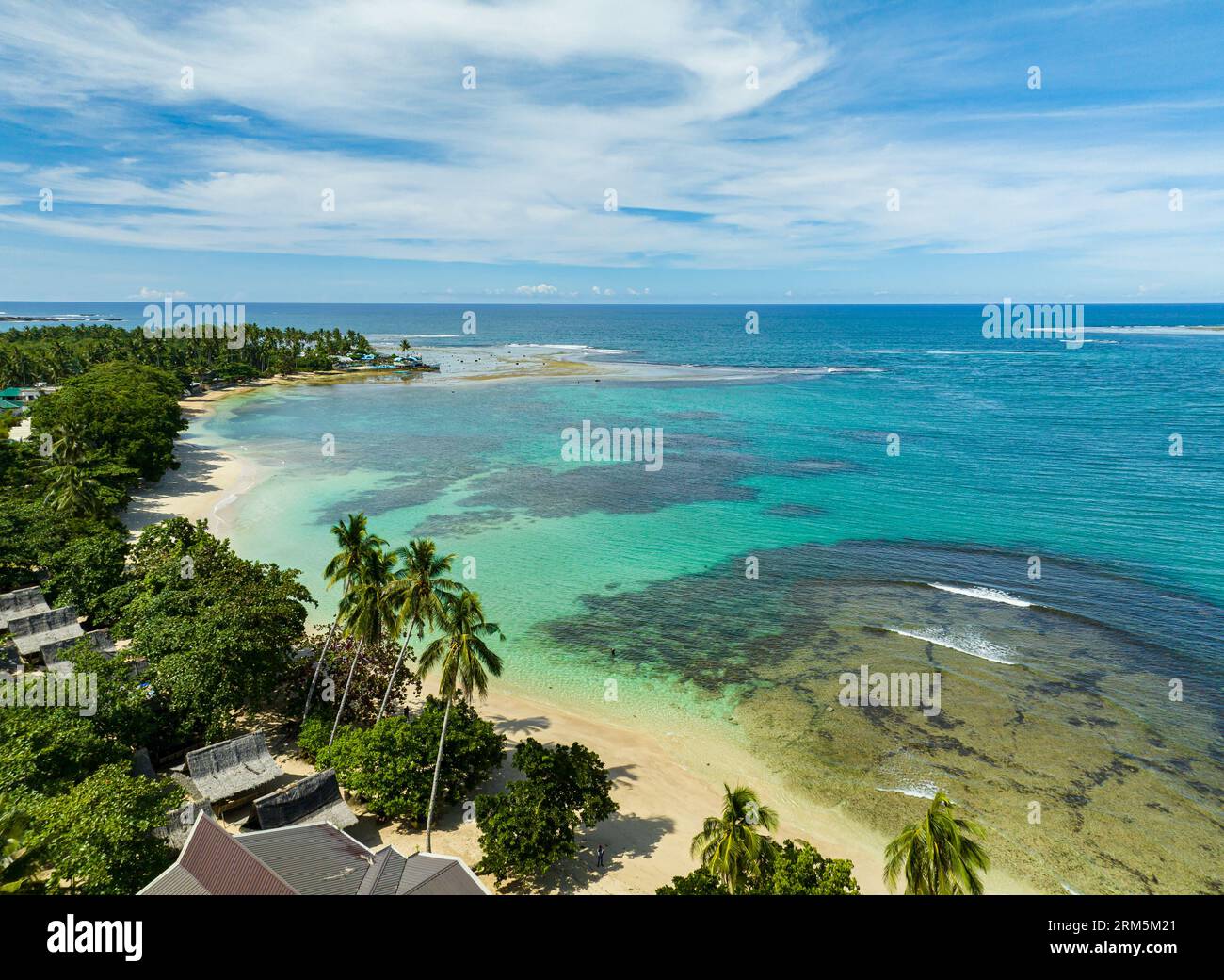 Top view of Tropical Island with beautiful mountain forest under the ...