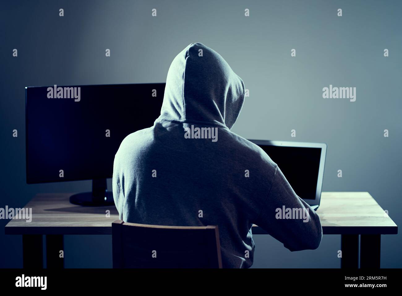 Back view male hacker access hi-res stock photography and images - Alamy