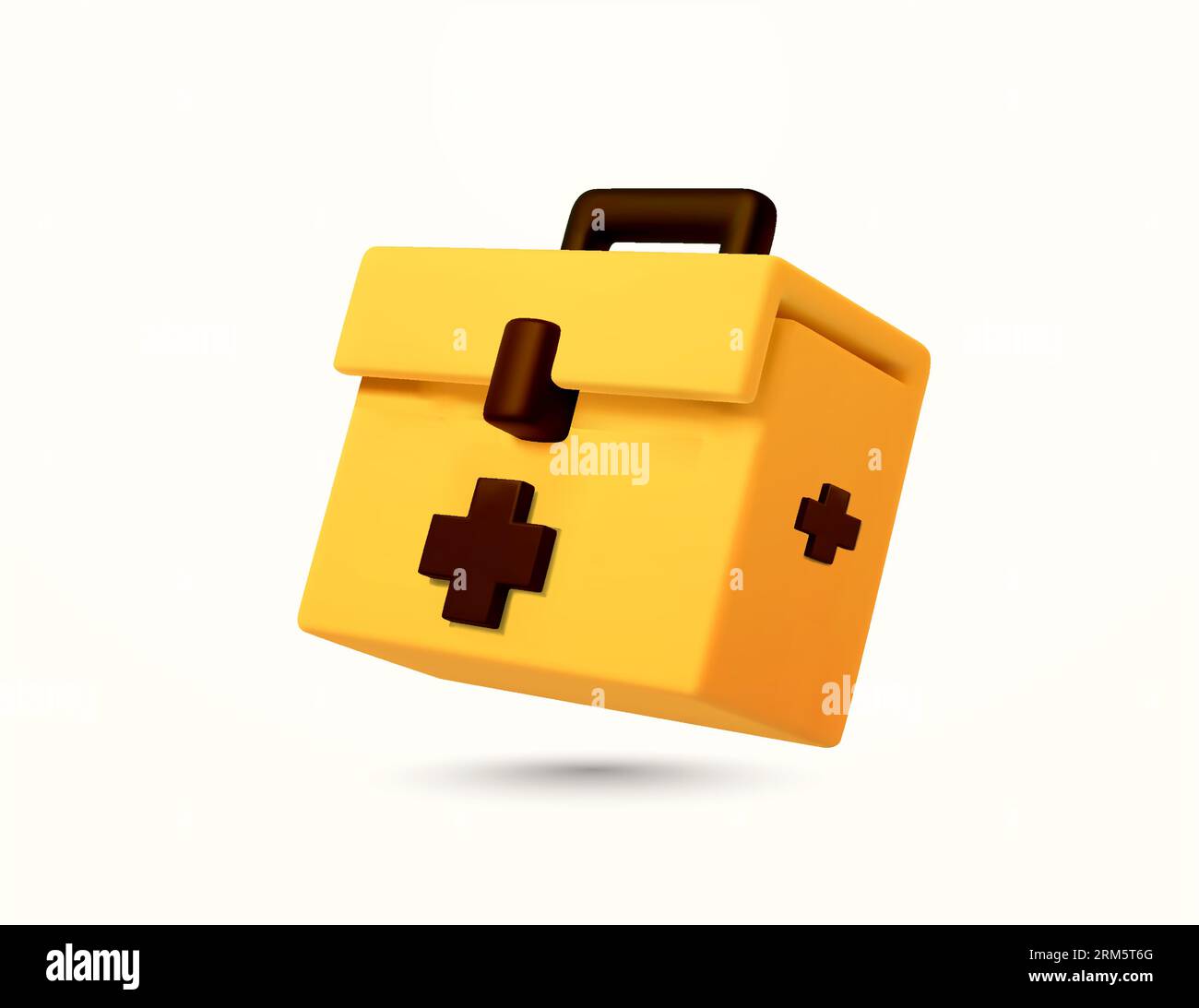 3d yellow healthcare box with red medic icon, minimal style, isolated ...