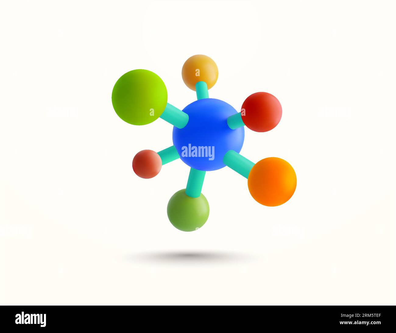 3d molecule model, different color atoms, minimal style, isolated on ...