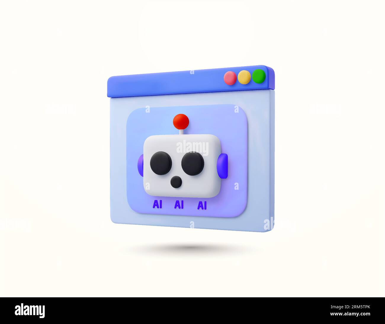 3d ai-fueled software or application icon, program window with control ...