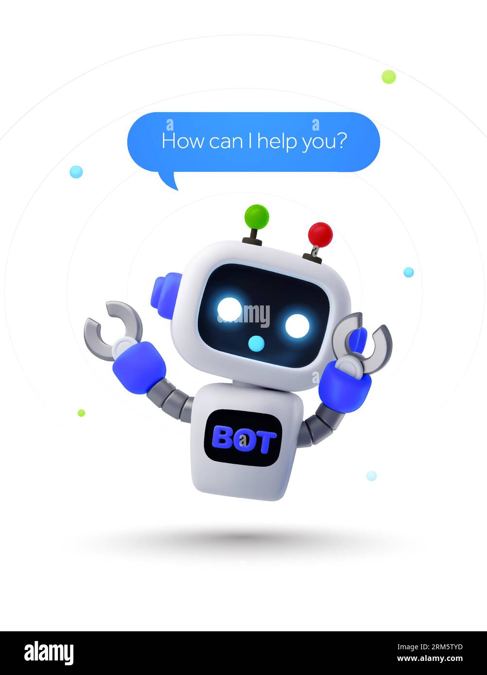 3d smart and cute robot or AI help desk banner template. Combination of ...