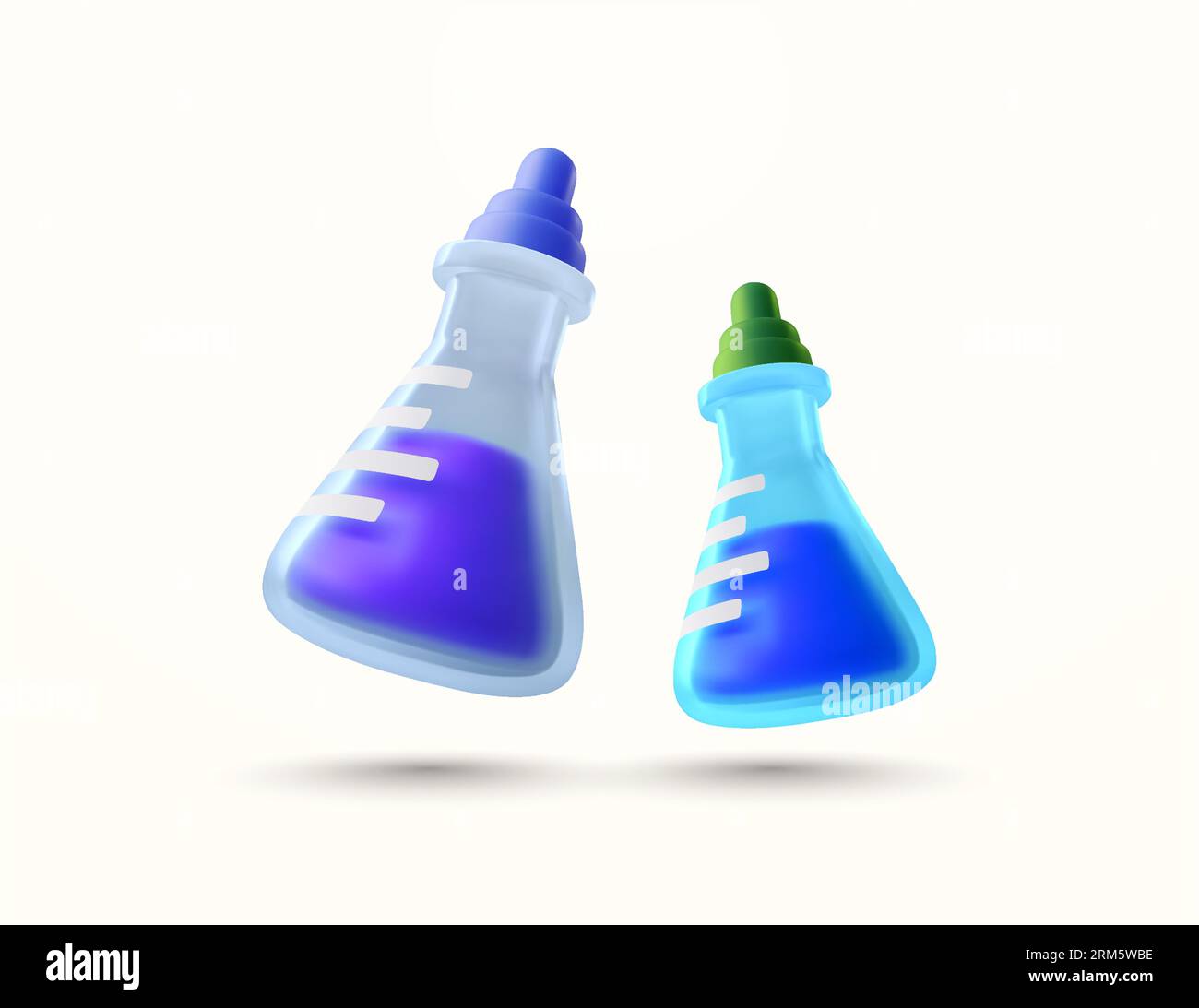 3d chemical lab glasses with cap, minimal style, isolated on white ...