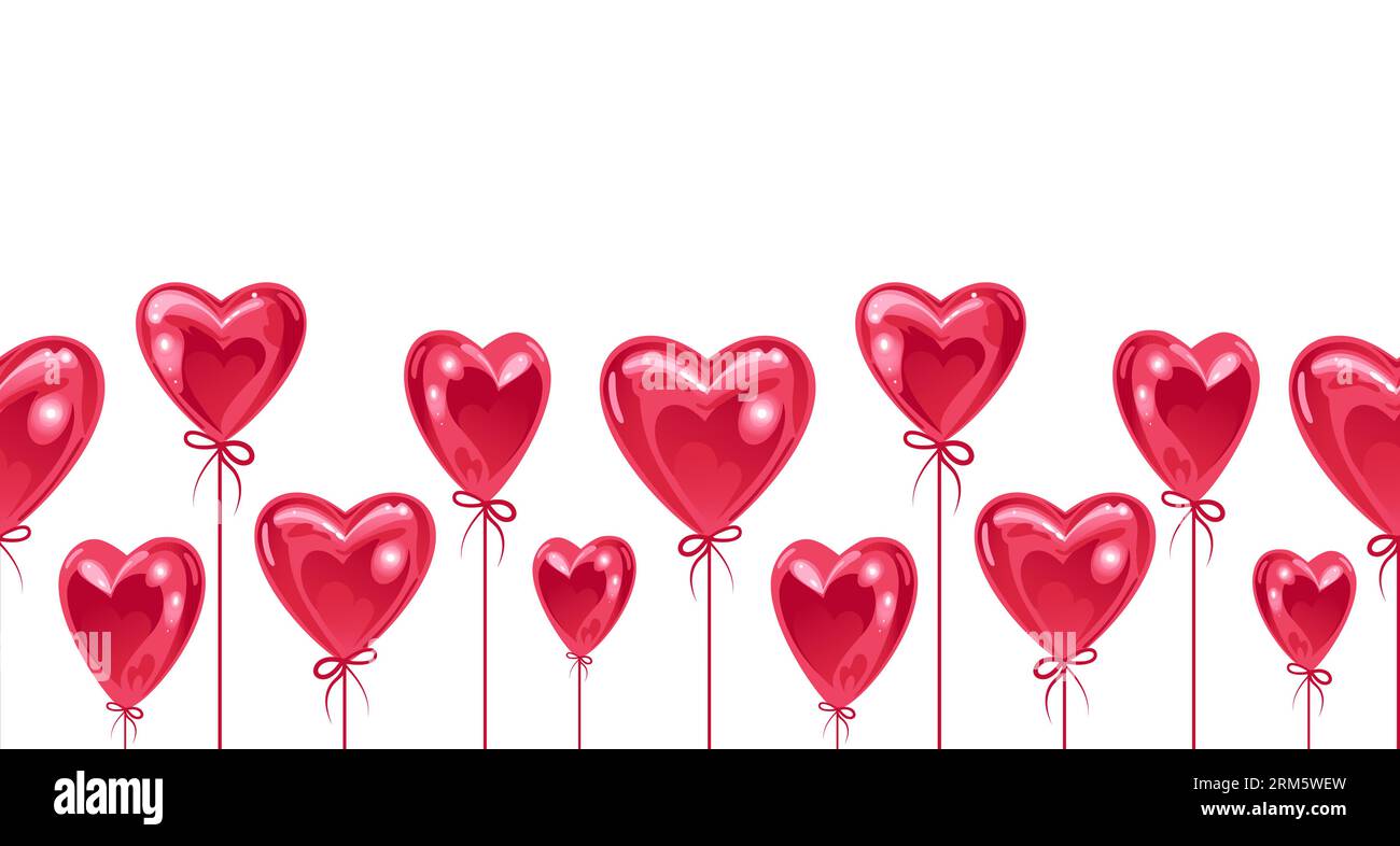 Seamless border for valentines day. balloons in the shape of a heart ...