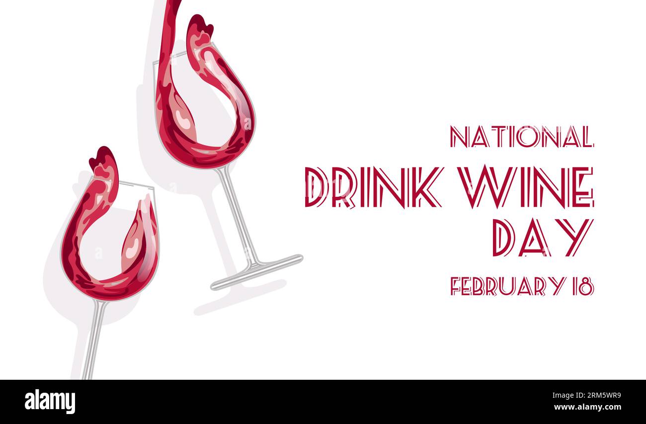 National drink wine day February 18. Horizontal banner. Realistic ...