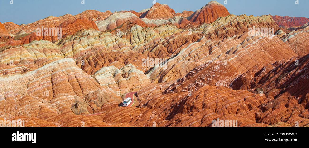 Danxia landform in Zhangye, China. Danxia landform is formed from red ...