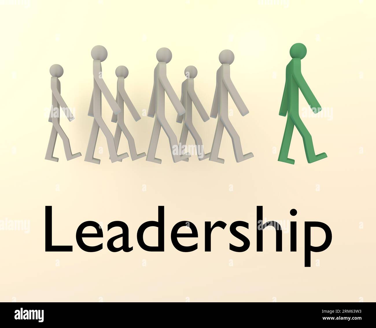 3D illustration of silhouettes of a group of gray persons walking ...