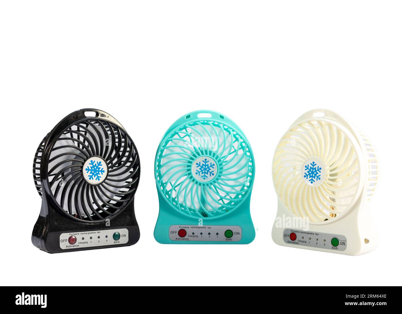 Portable rechargeable small fans on white isolated background Stock ...