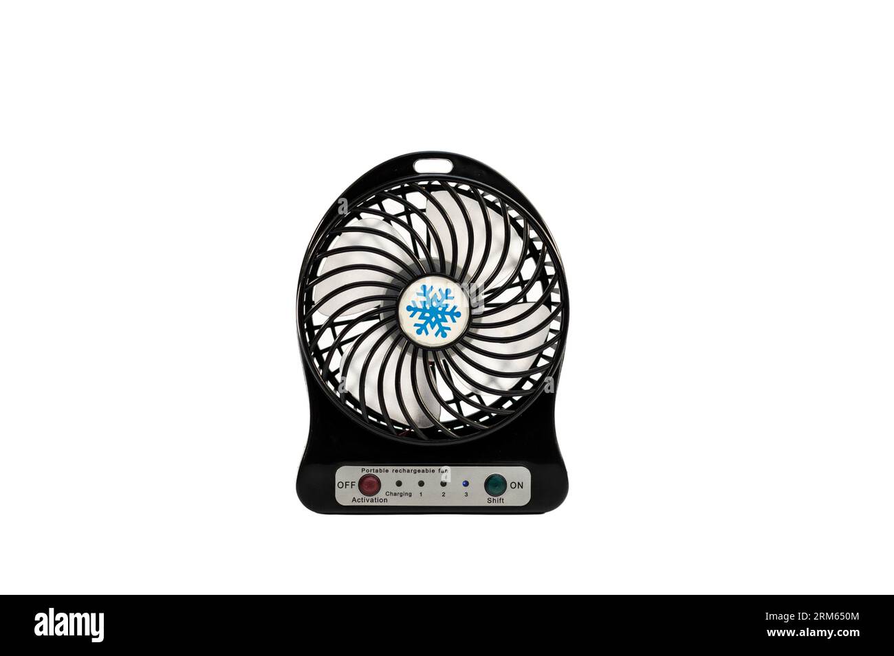 Rechargeable mini black fan isolated on a white background Stock Photo ...